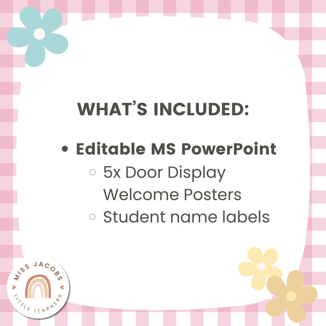 Door Display - Daisy Gingham Pastels Decor