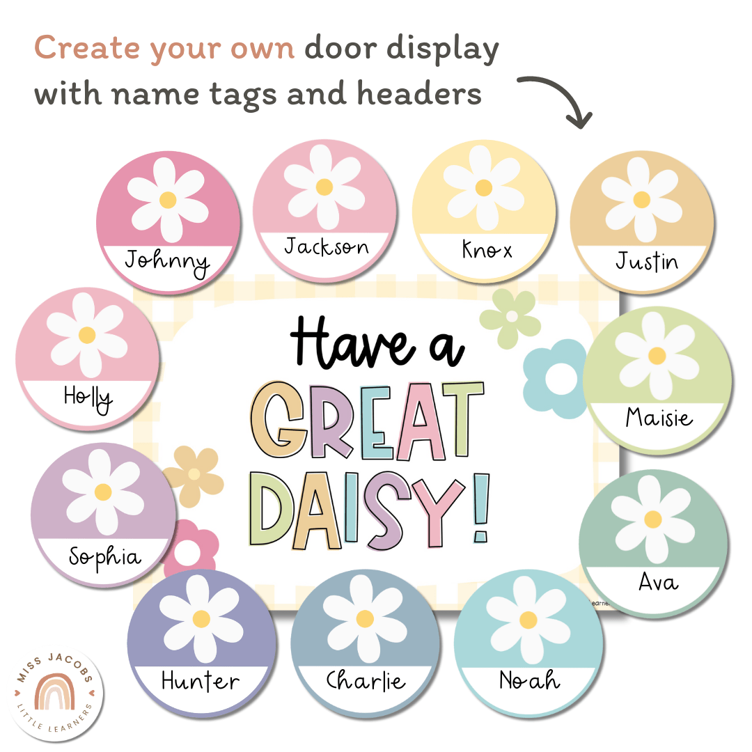 Door Display - Daisy Gingham Pastels Decor