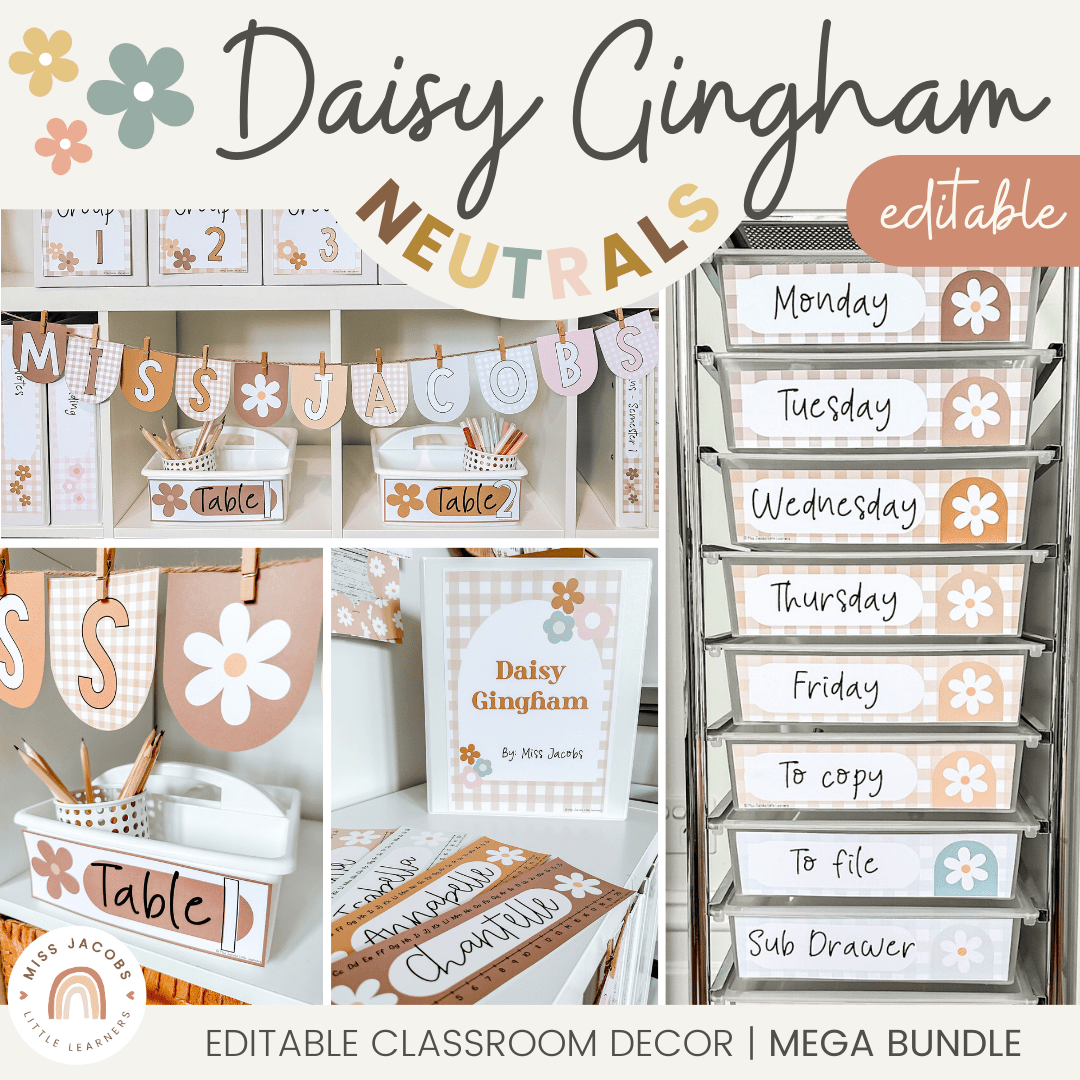 Daisy Gingham Classroom Decor Bundle - Default Title - Miss Jacobs ...