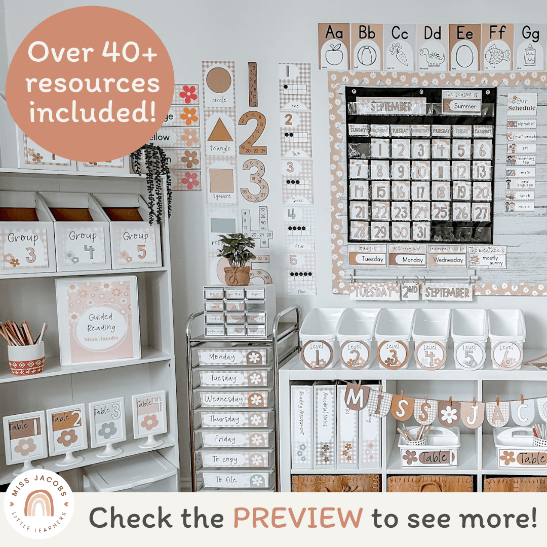 Daisy Gingham Classroom Decor - Neutrals Theme - Miss Jacobs