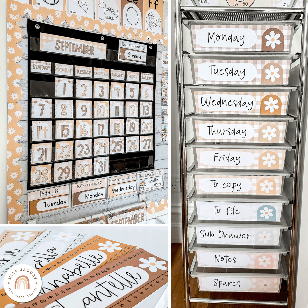 Daisy Gingham Classroom Decor - Neutrals Theme - Miss Jacobs