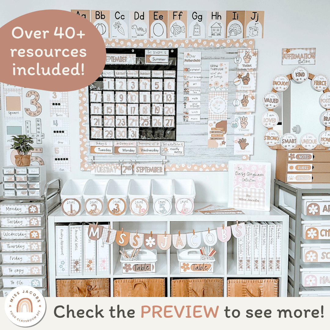Daisy Gingham Classroom Decor Bundle - Default Title - Miss Jacobs ...