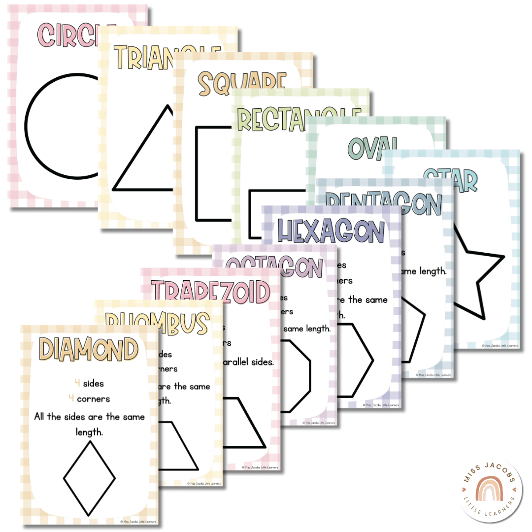 2D Shape Posters - Daisy Gingham Pastels Theme - Default Title