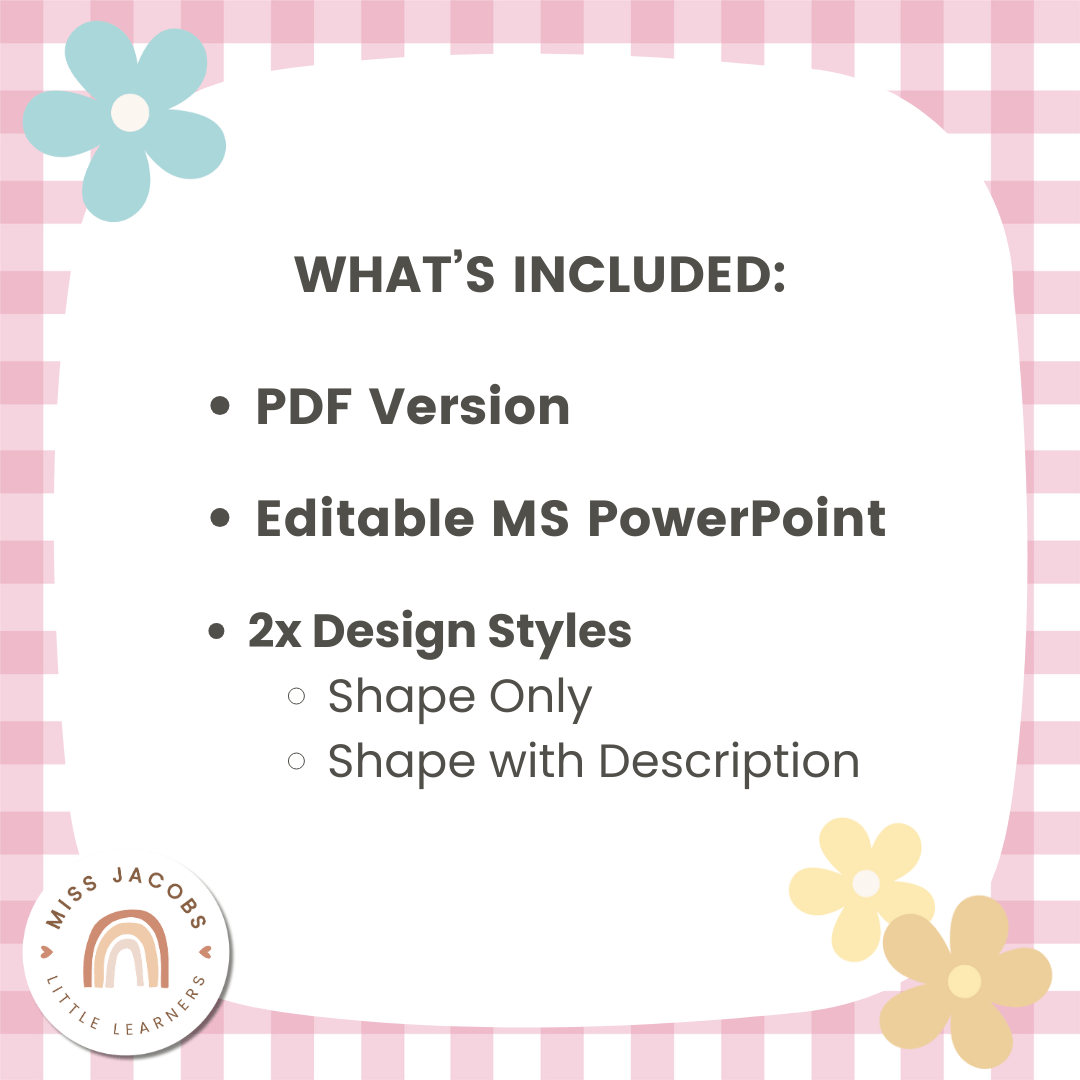 3D Shape Posters - Daisy Gingham Pastels Theme