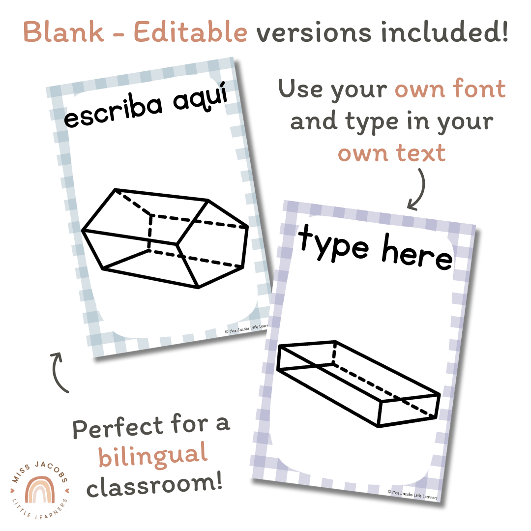 3D Shape Posters - Daisy Gingham Pastels Theme