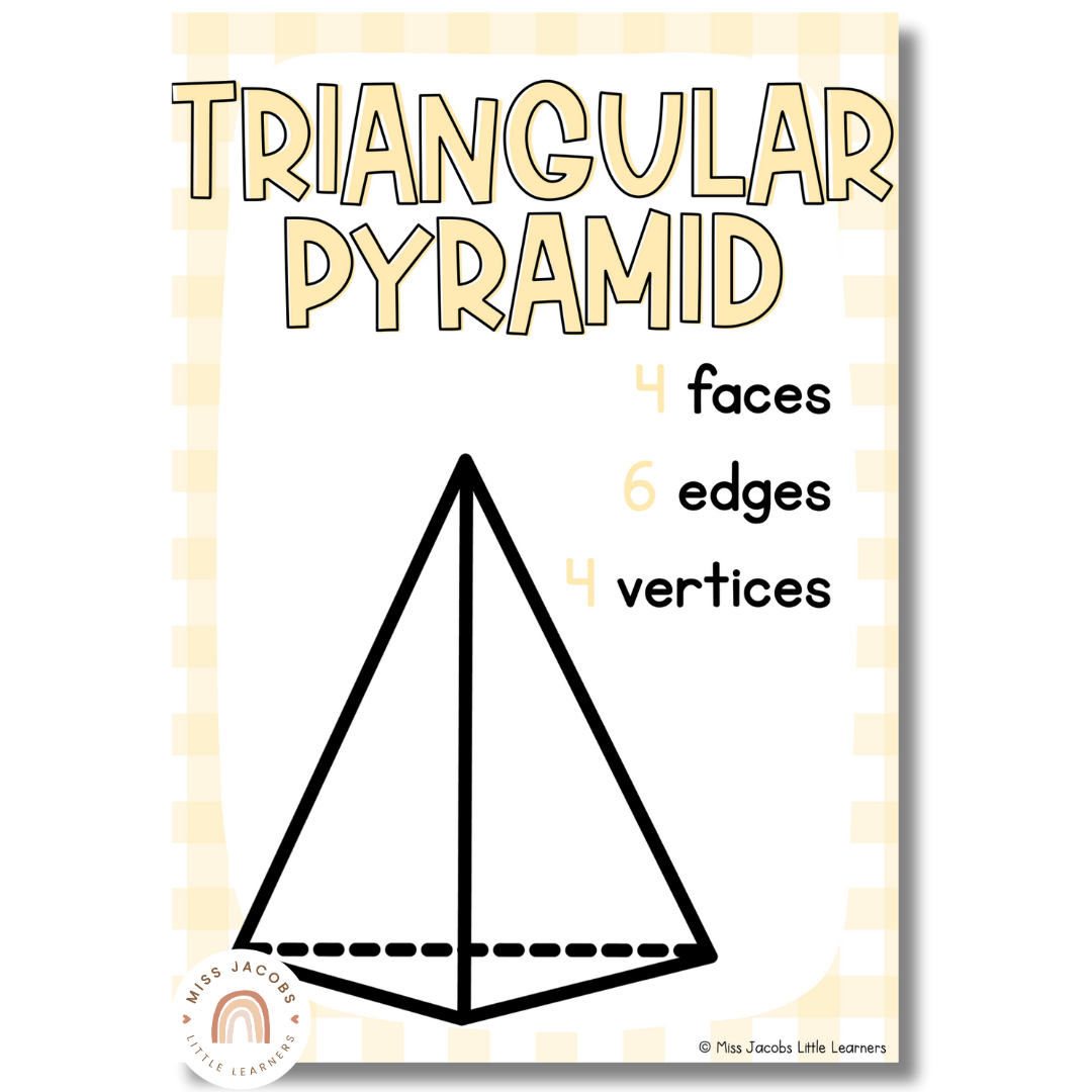 3D Shape Posters - Daisy Gingham Pastels Theme