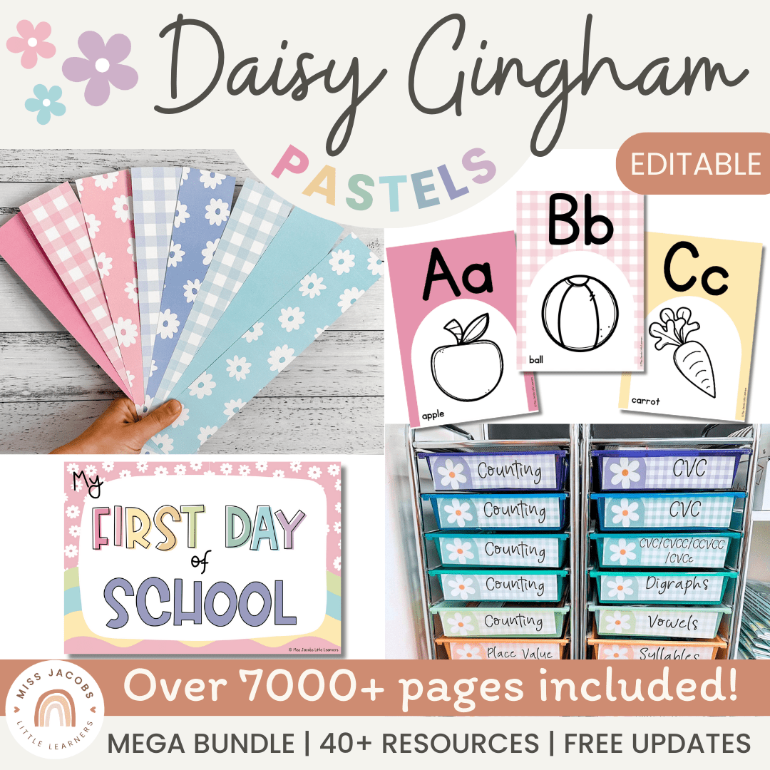 Daisy Gingham Classroom Decor - Pastels Theme - Miss Jacobs
