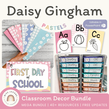 Daisy Gingham Pastels Classroom Decor - Miss Jacobs Little Learners