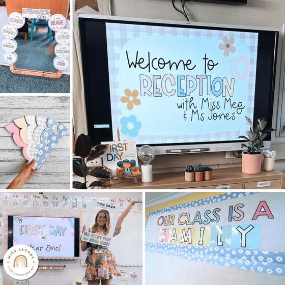 Daisy Gingham Pastels Classroom Decor Bundle - Miss Jacobs Little Learners