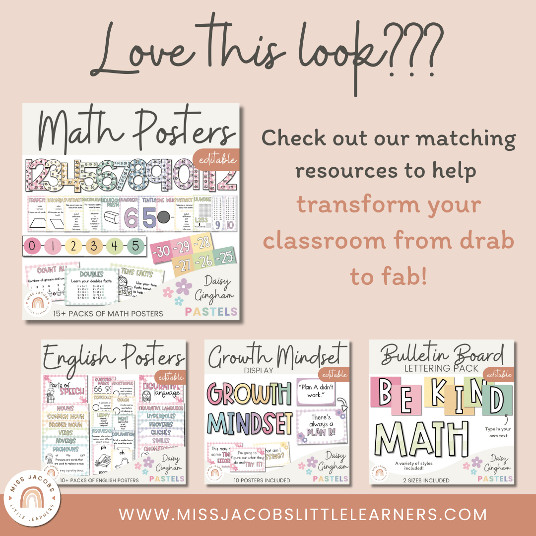 Daisy Gingham Classroom Decor - Pastels Theme - Miss Jacobs