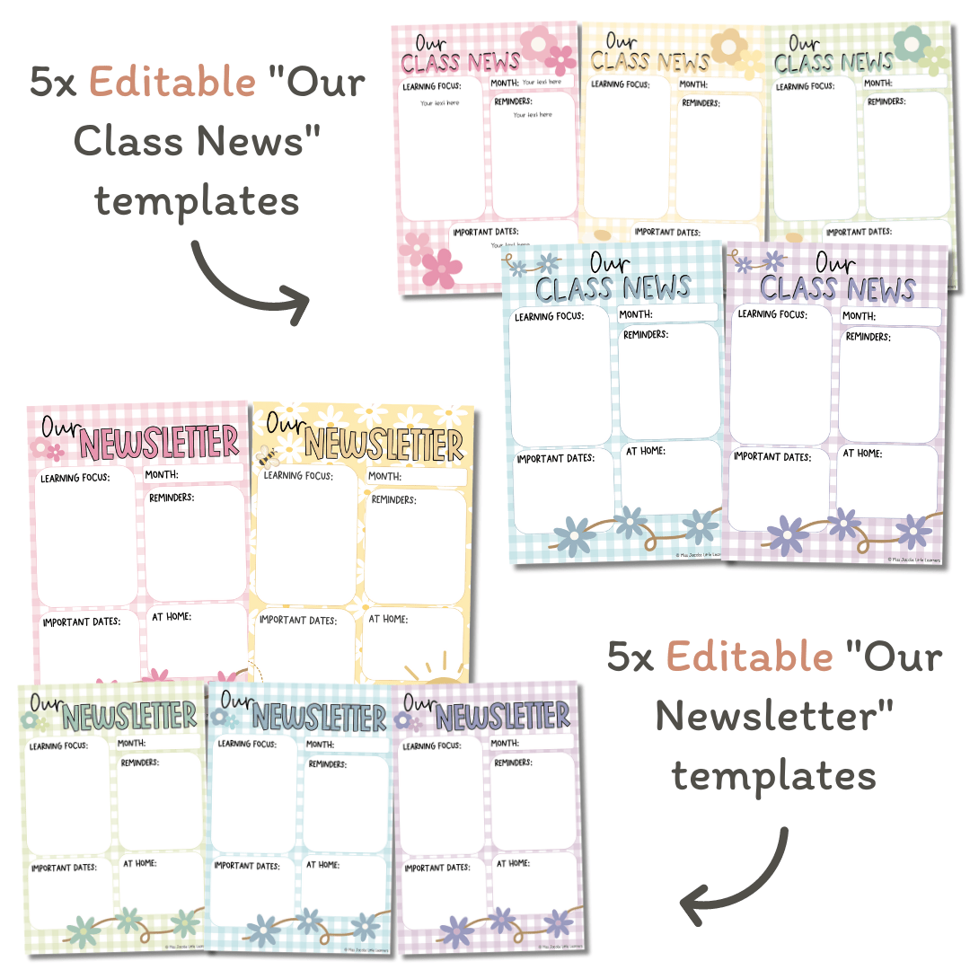 Classroom Newsletter Templates - Daisy Gingham Pastels Decor - Default ...