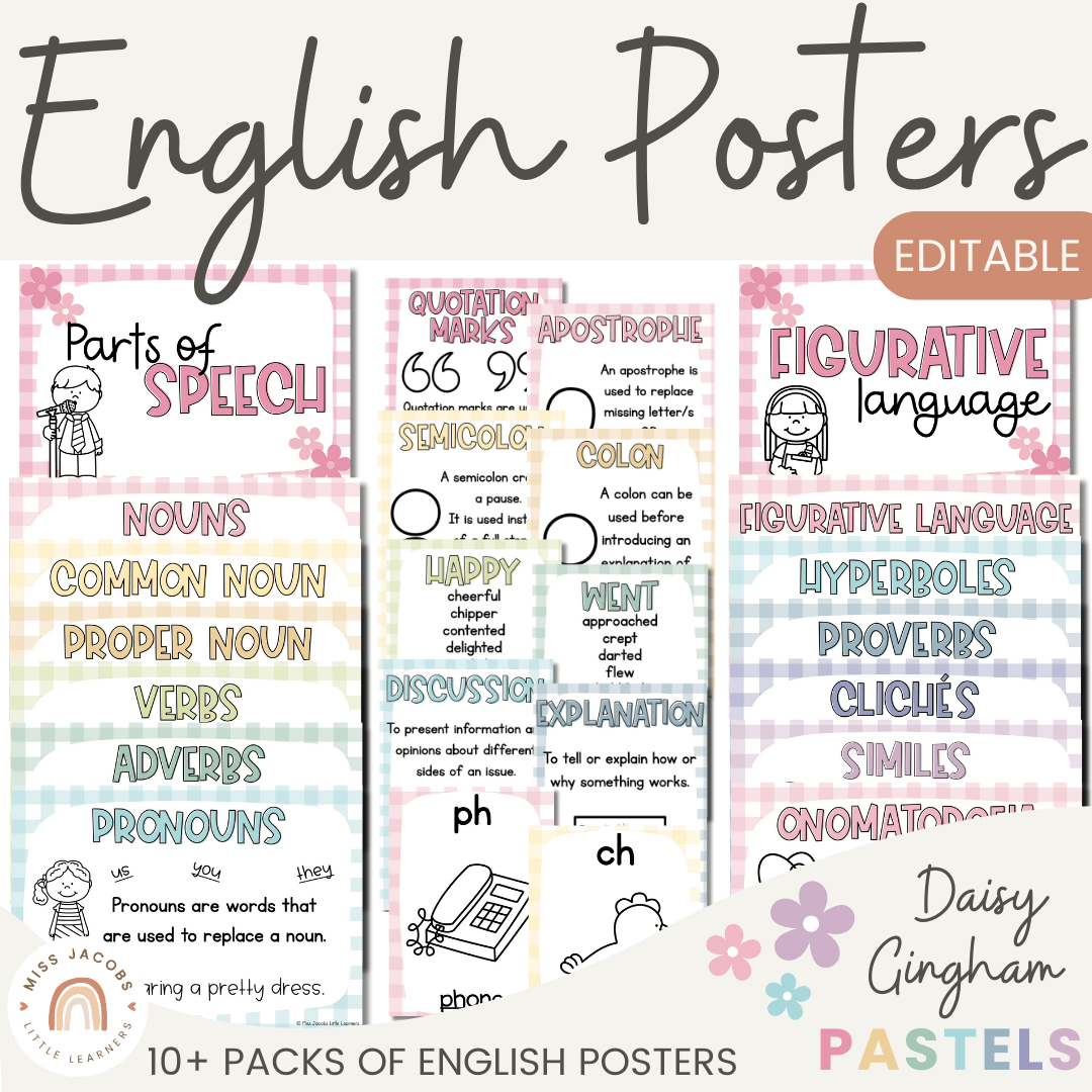 Daisy Gingham Pastels Classroom Collection - Miss Jacobs - Miss Jacobs ...