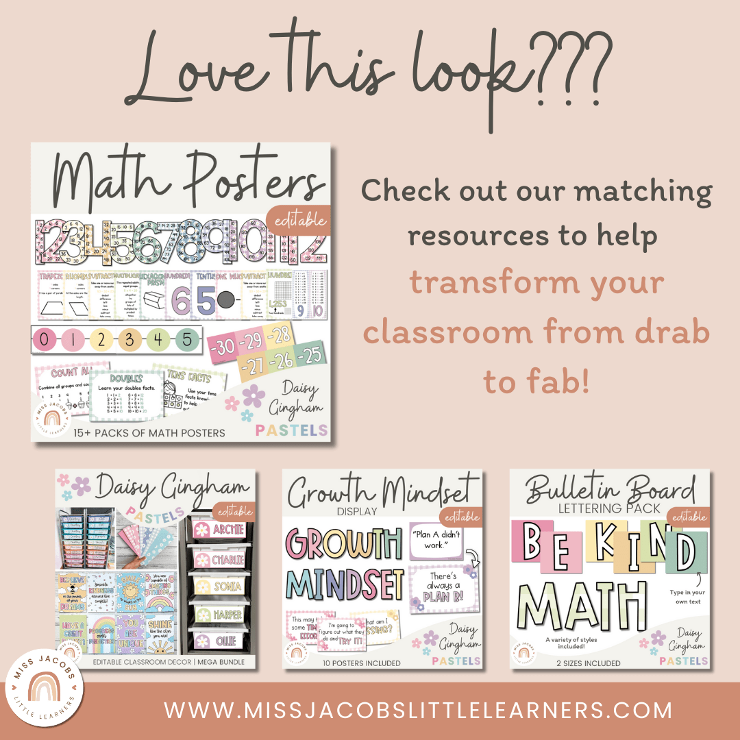 Daisy Gingham Pastels English Posters Bundle - Miss Jacobs Little Learners
