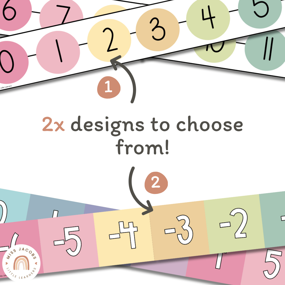 Number Line - Daisy Gingham Pastels Decor
