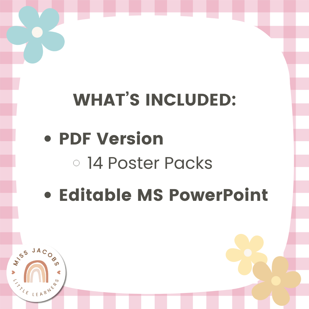 Daisy Gingham Pastels Math Posters Decor - Miss Jacobs