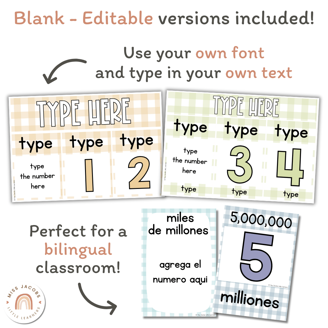 Place Value with Decimals Wall Display - Daisy Gingham Pastels