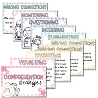 Reading Comprehension Strategies Posters - Daisy Gingham Pastels