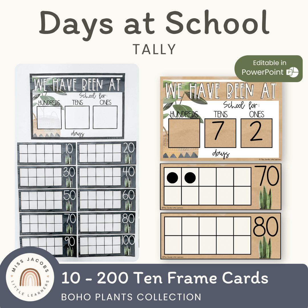 Days At School Tally Display - Boho Plants Classroom Decor