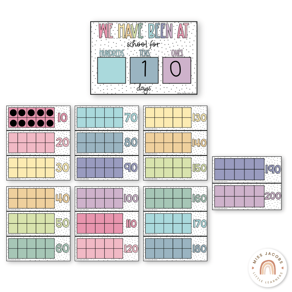 Days At School Tally Display - Spotty Pastel Theme - Miss Jacobs