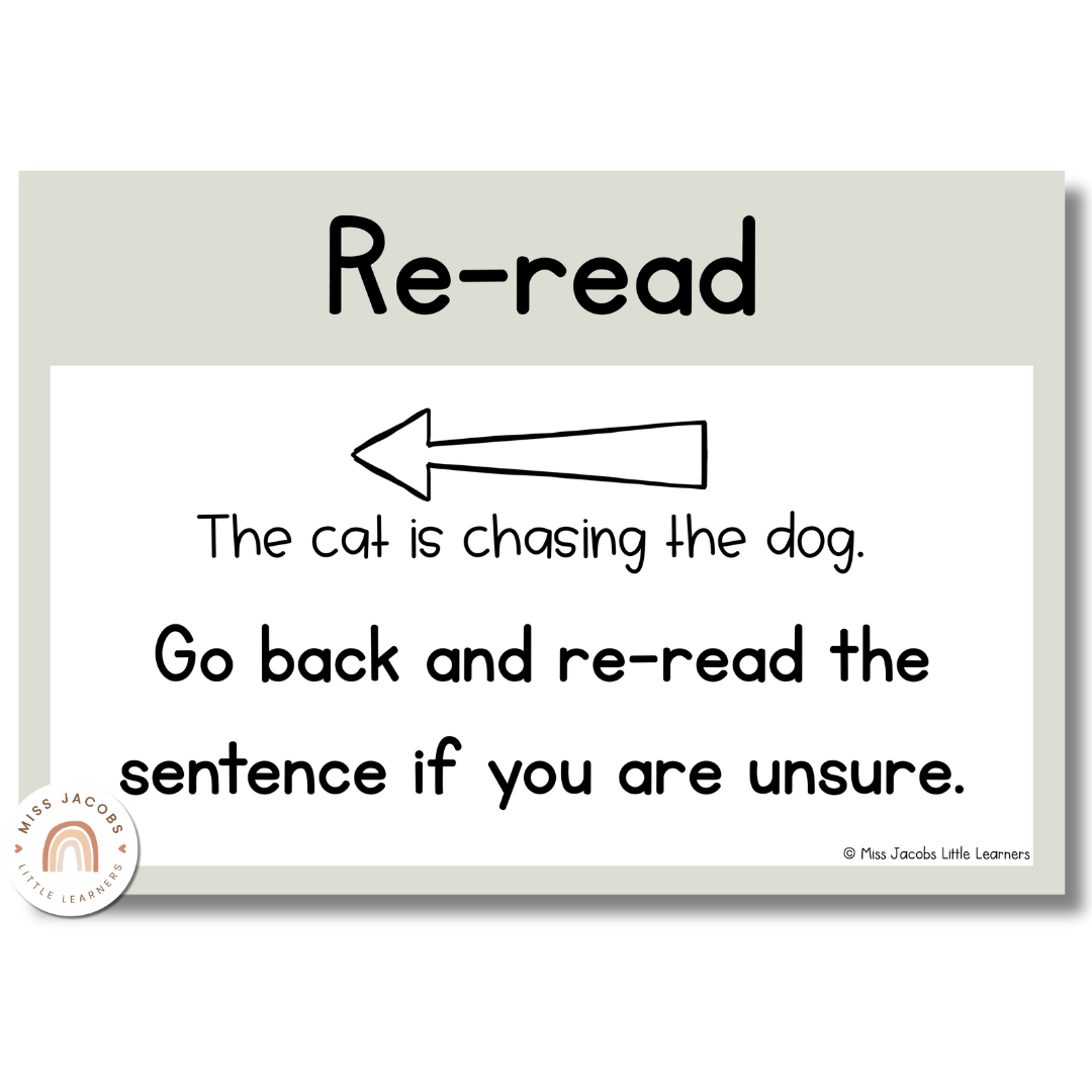 Reading Decoding Strategies Posters - Daisy Gingham Neutrals