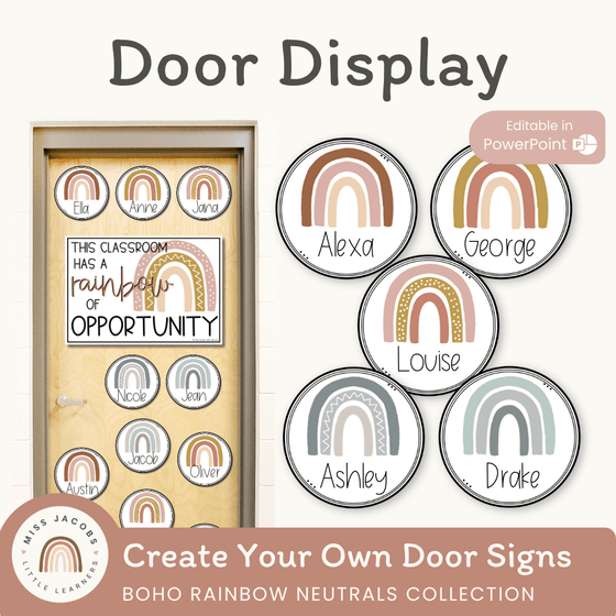Door Display - Boho Rainbow Neutrals Classroom Theme - Miss Jacobs ...