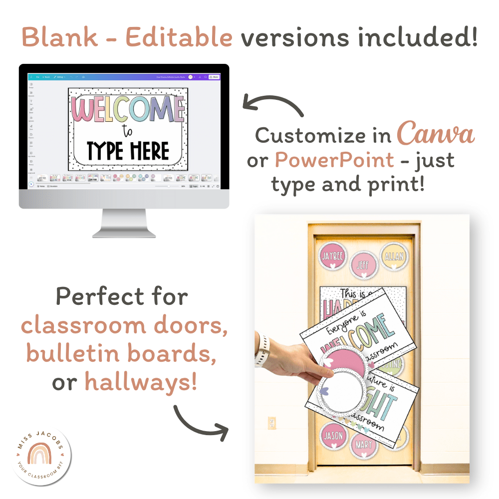 Door Display - Spotty Pastel Classroom Theme - Miss Jacobs