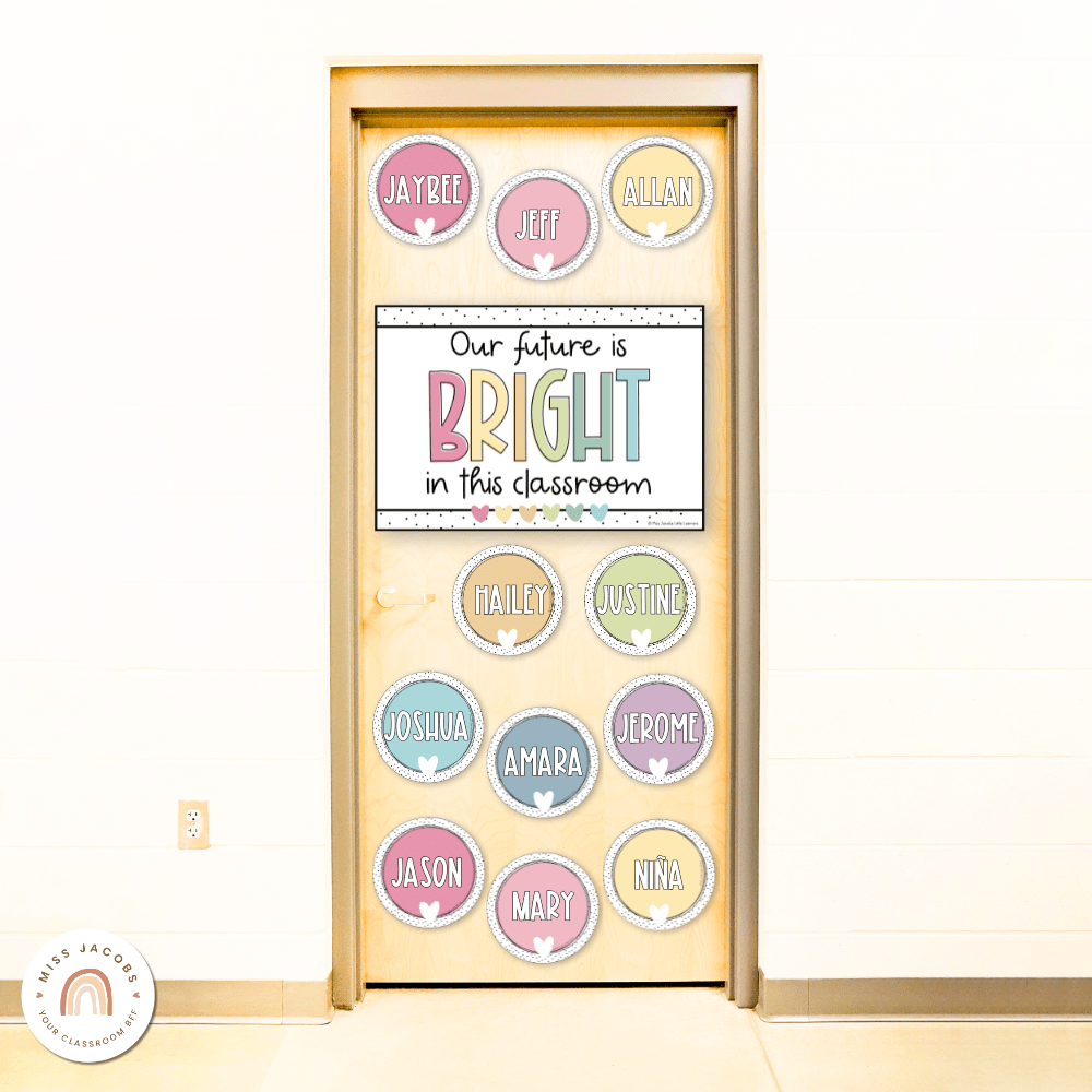 Door Display - Spotty Pastel Classroom Theme - Miss Jacobs