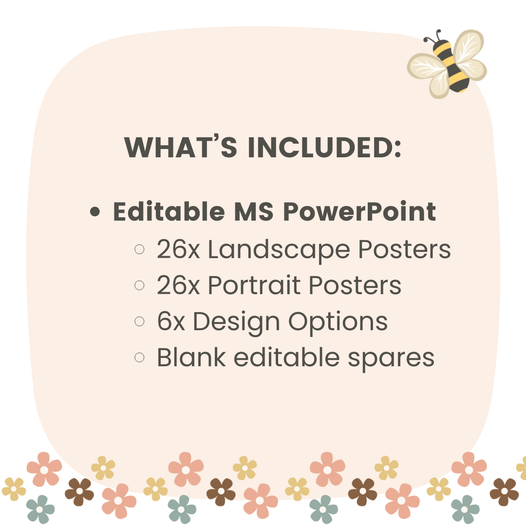 Editable Classroom Posters Templates - Daisy Gingham Neutrals Decor