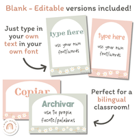 Editable Classroom Posters Templates - Daisy Gingham Neutrals Decor