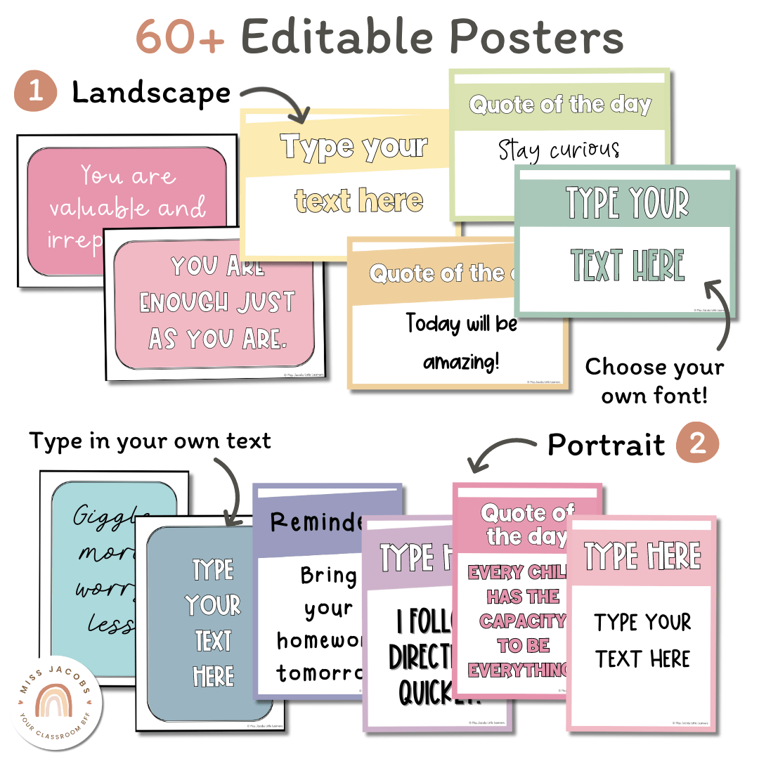 Editable Classroom Posters | PASTELS
