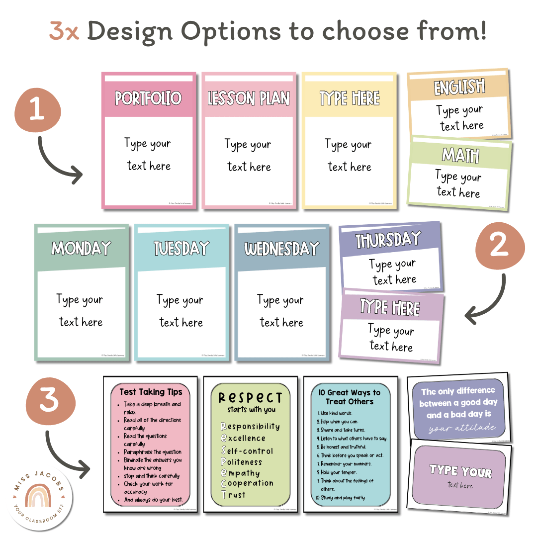 Editable Classroom Posters | PASTELS