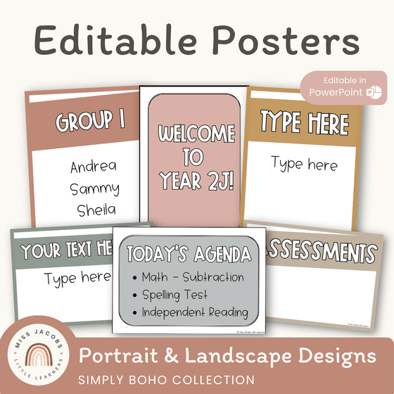 EDITABLE CLASSROOM POSTERS | SIMPLE BOHO – Miss Jacobs Little Learners