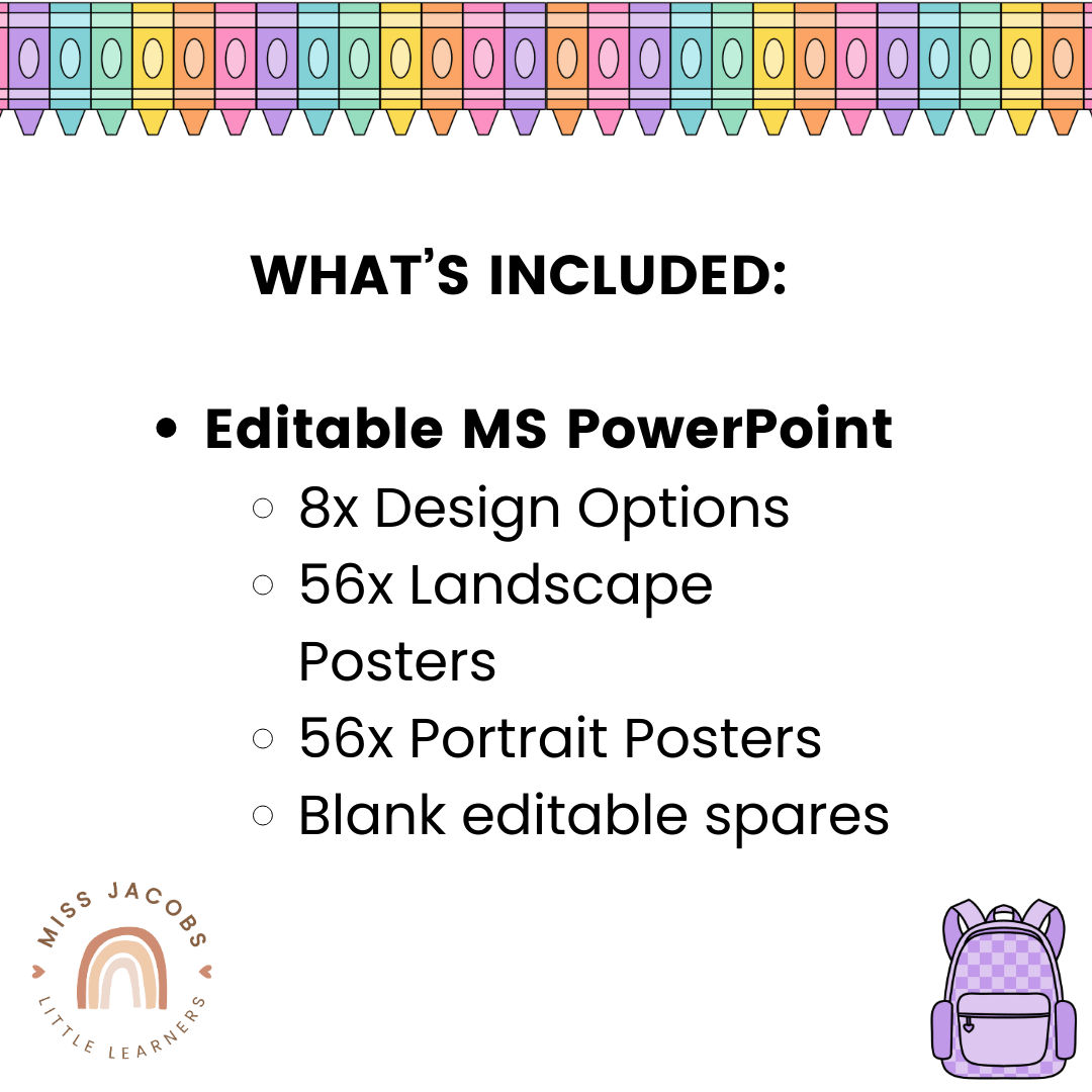 Editable Classroom Posters Templates - Cutesy Classroom Theme - MJLL