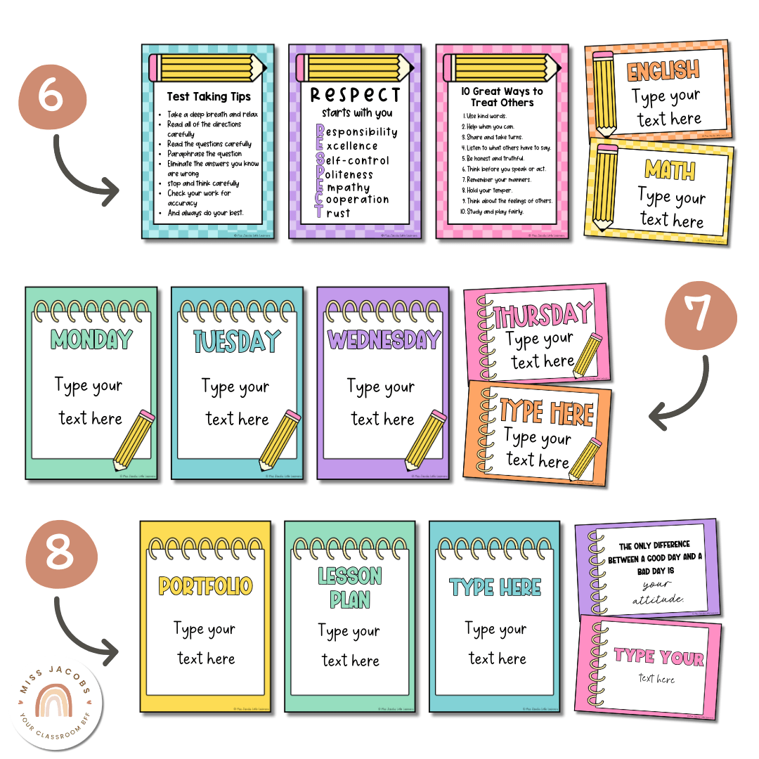 Editable Classroom Posters Templates - Cutesy Classroom Theme - MJLL