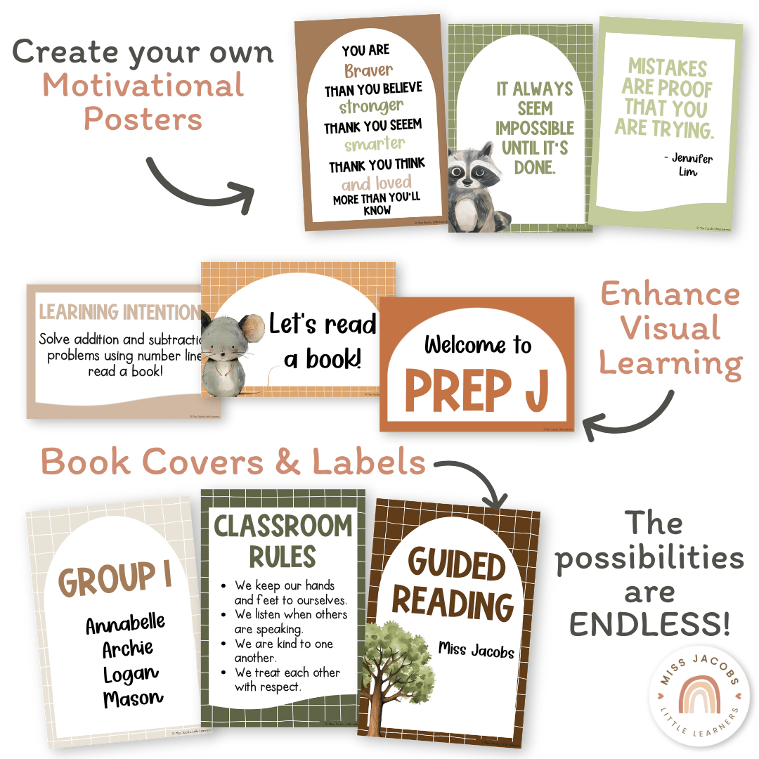 Editable Classroom Posters Templates - Woodland Decor - MJLL – Miss ...