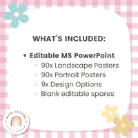 Editable Classroom Posters Templates - Daisy Gingham Pastels Decor
