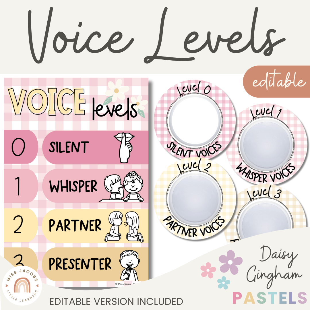 Voice Levels Display - Push Light Noise Levels - Daisy Gingham Pastels