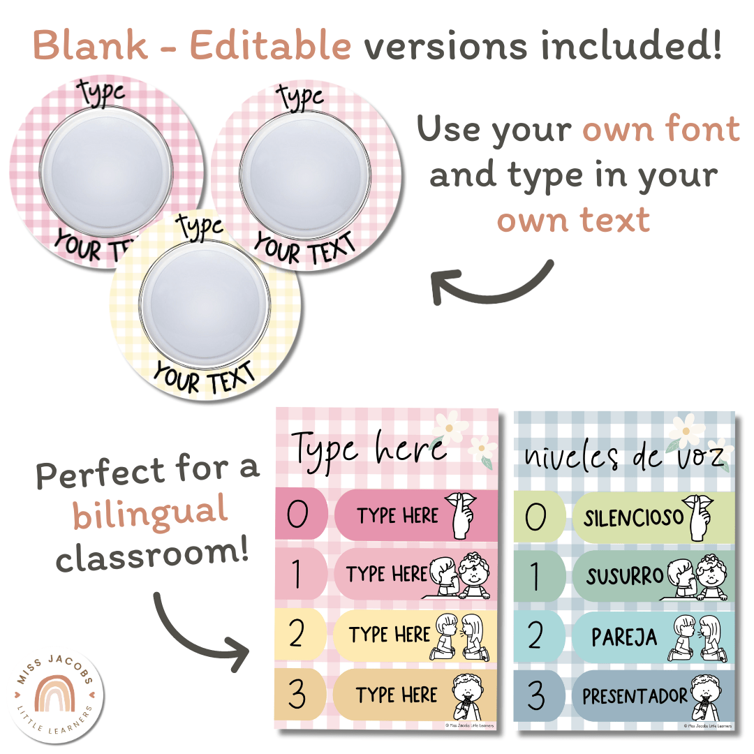 Voice Levels Display - Push Light Noise Levels - Daisy Gingham Pastels ...