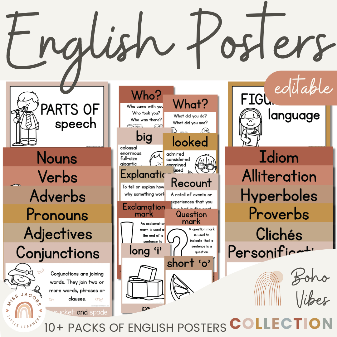 English Posters Bundle | BOHO VIBES | Desert Neutrals Classroom Decor ...