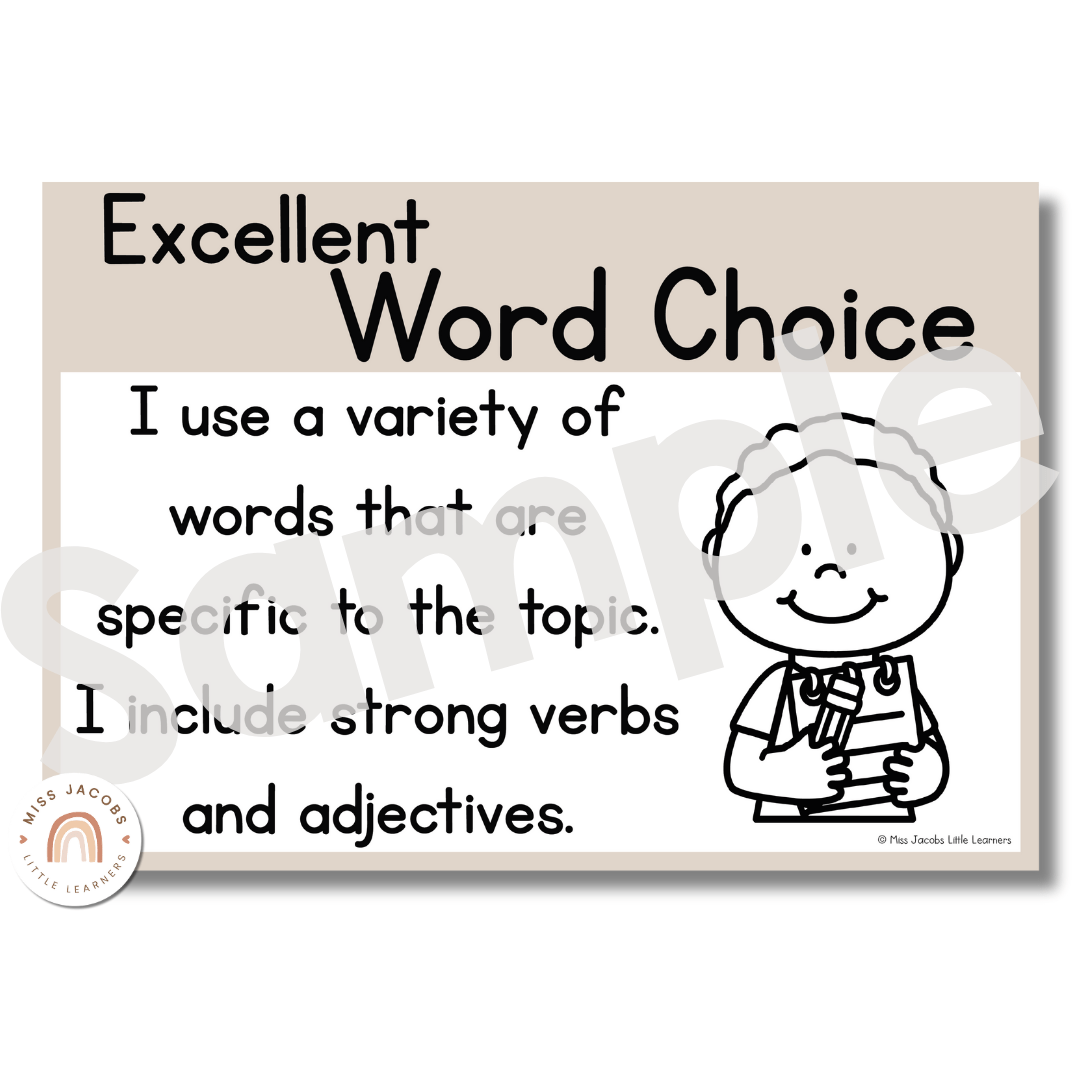 Neutrals Collection English Posters Decor - Miss Jacobs Little Learners