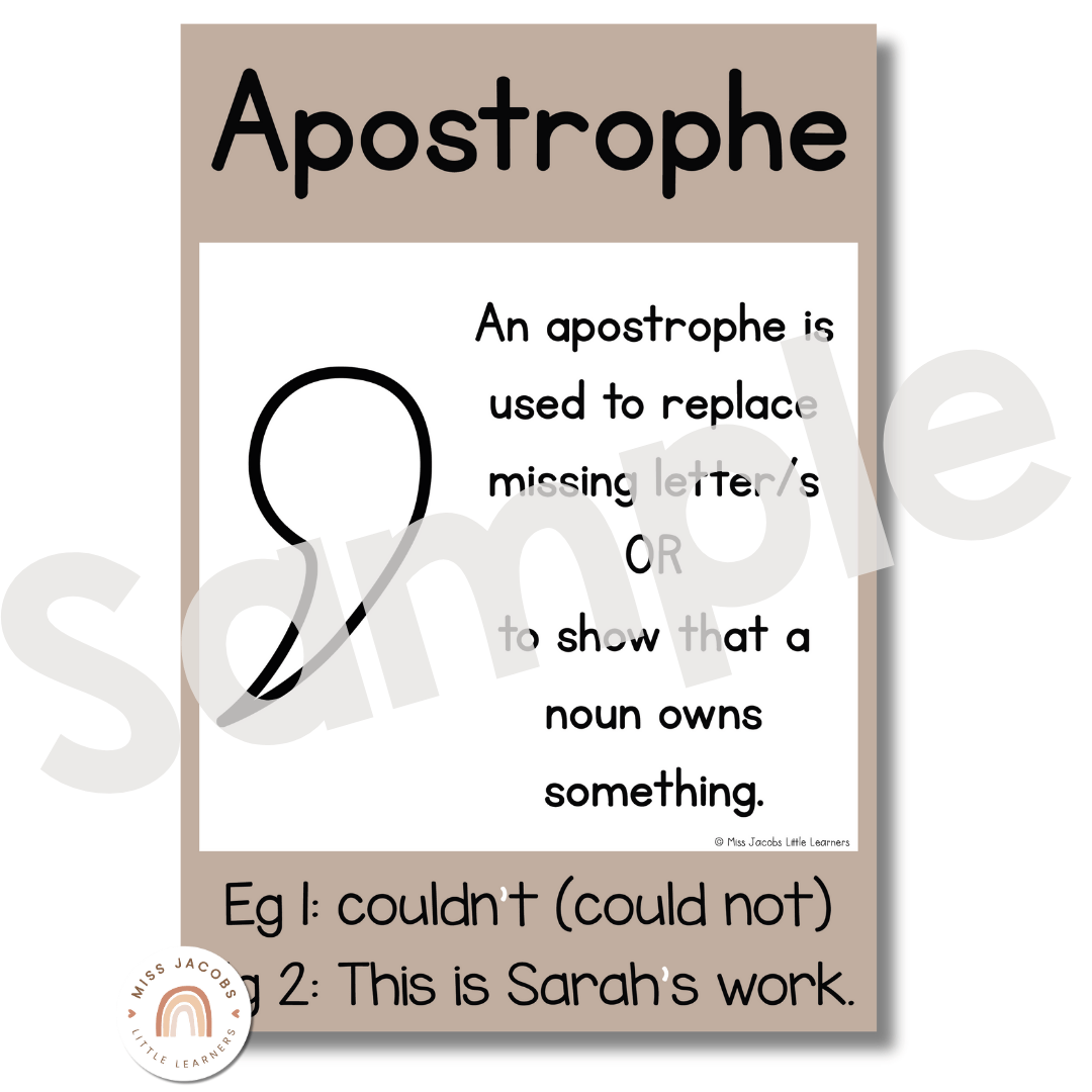 Neutrals Collection English Posters Decor - Miss Jacobs Little Learners