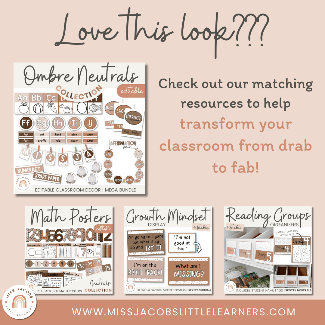 Neutrals Collection English Posters Decor - Miss Jacobs Little Learners