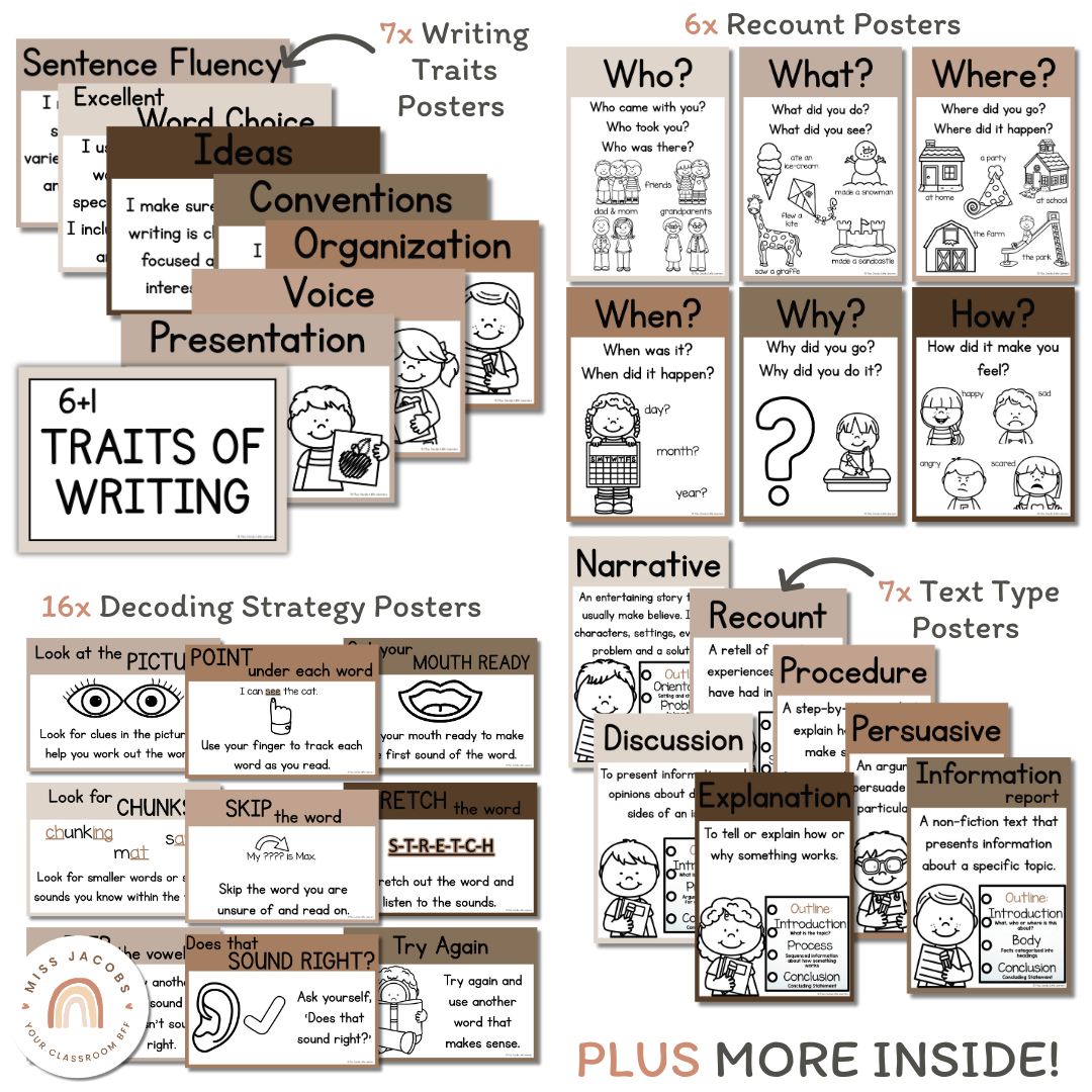 Neutrals Collection English Posters Decor - Miss Jacobs Little Learners