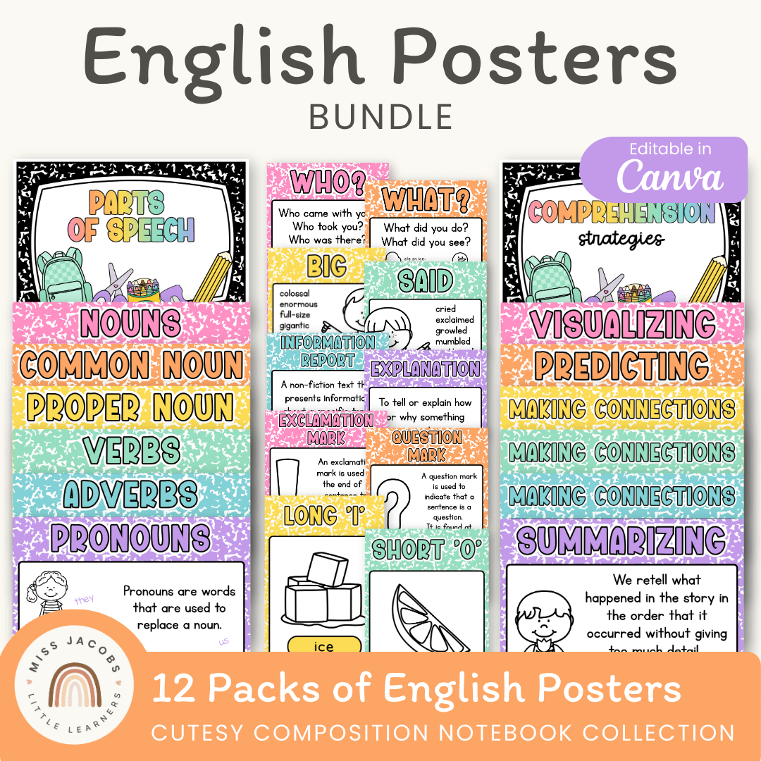 Cutesy Composition Notebook Classroom Decor Collection – Miss Jacobs ...