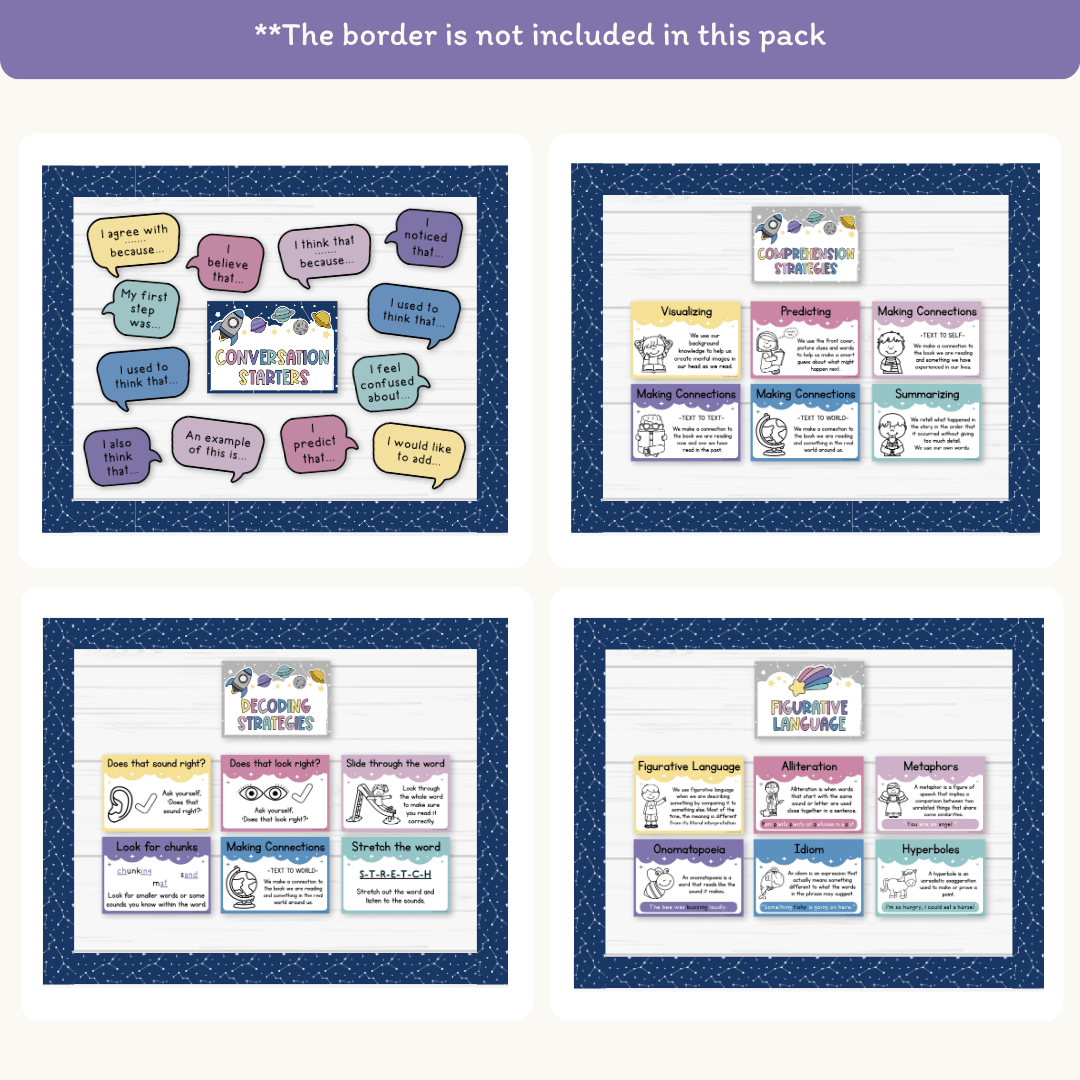 English Posters Reading and Writing Bundle - Space Theme