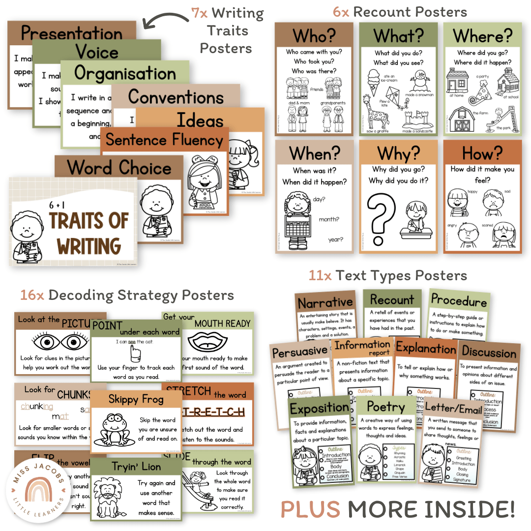 English Posters Reading and Writing Bundle - Woodland Theme - MJLL ...