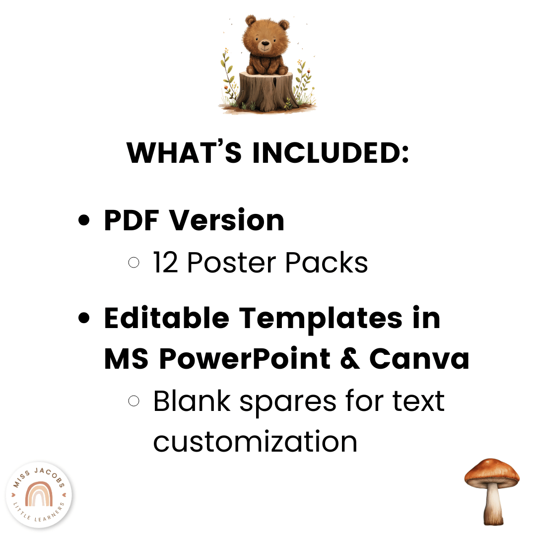 English Posters Reading and Writing Bundle - Woodland Theme - MJLL ...