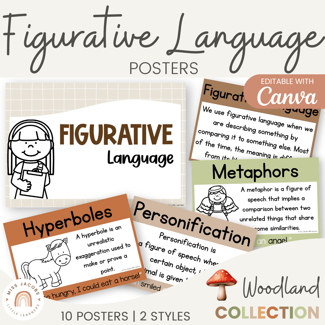 Figurative Language Anchor Chart - Woodland Classroom Decor - MJLL