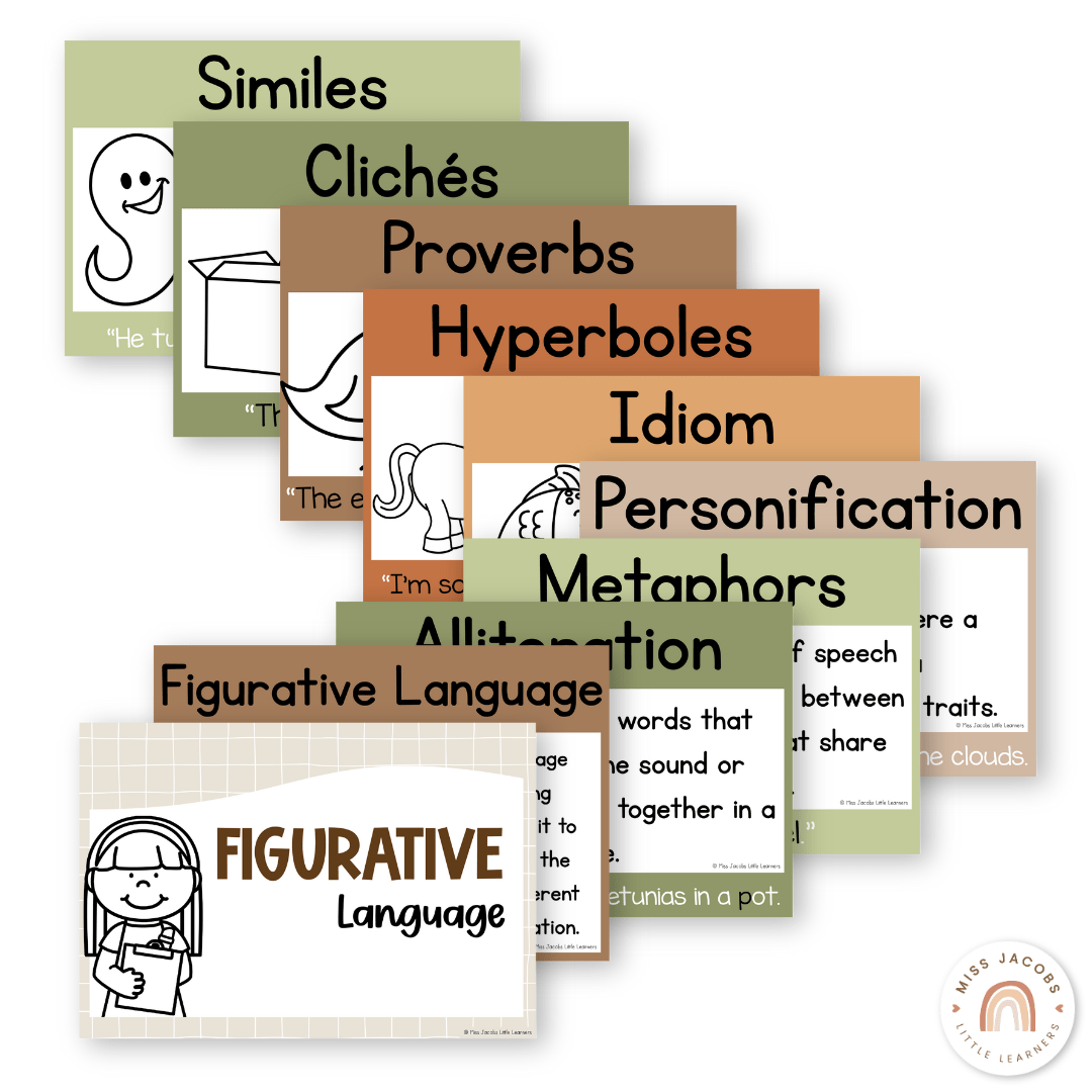 Figurative Language Anchor Chart - Woodland Classroom Decor - MJLL