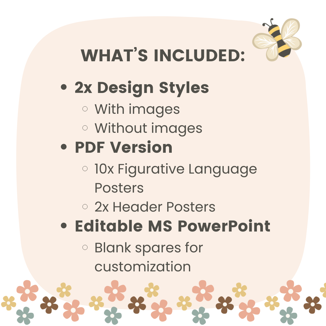Figurative Language Posters - Daisy Gingham Neutrals Decor